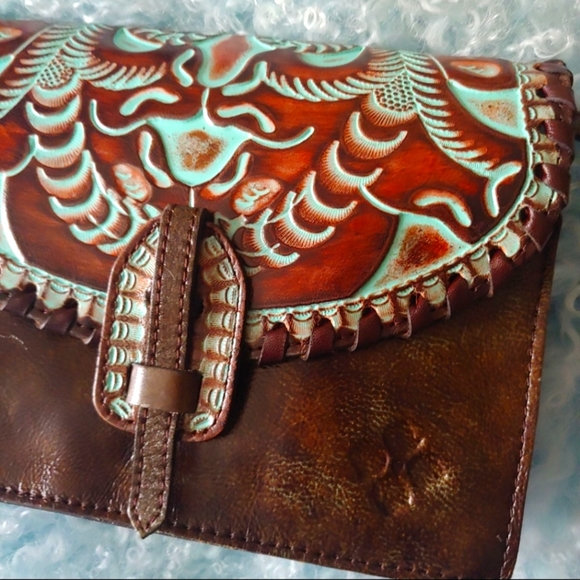 Patricia Nash | Bags | Patricia Nash Lanza Turquoise Leather Brown ...